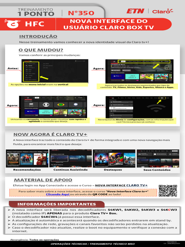 Nova Interface Claro TV+: Treinamento 2024 | PDF | Aplicativo para celular | Informática