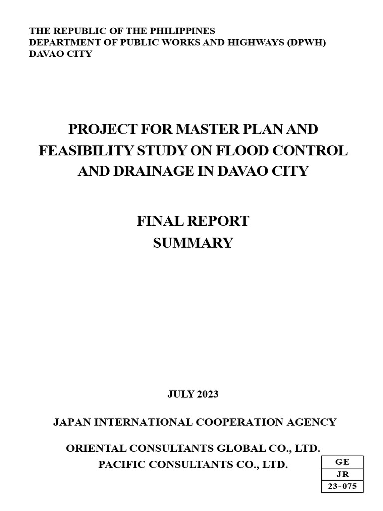 Project For Master Plan and Feasibility Study On Flood Control and ...