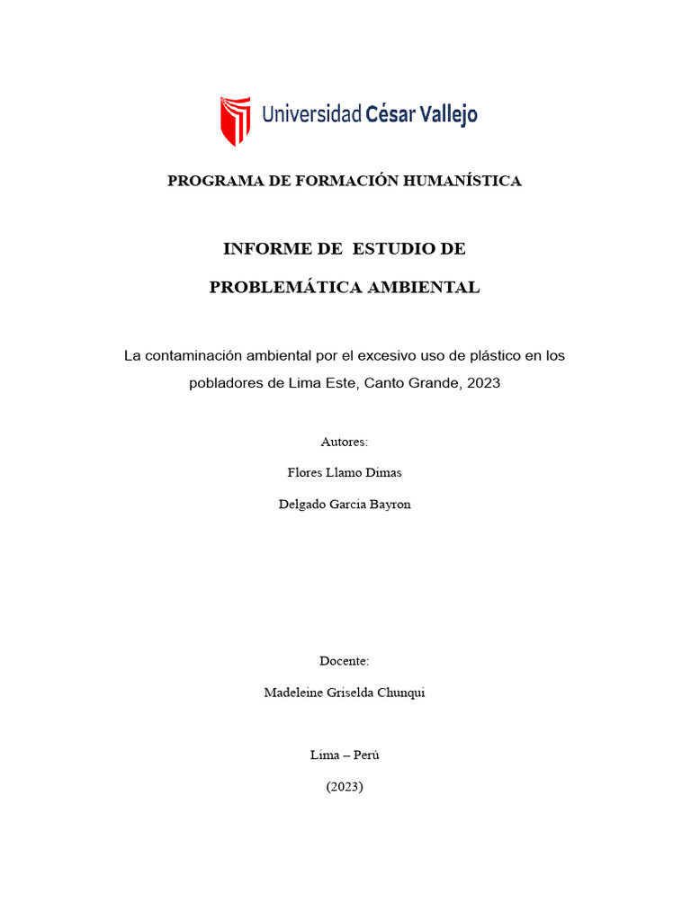 Estructura Del Informe de Problemática Ambiental Final | PDF | Residuos | Contaminación