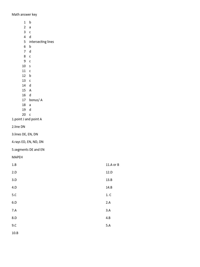 Answer Key 3rd Quarter | PDF