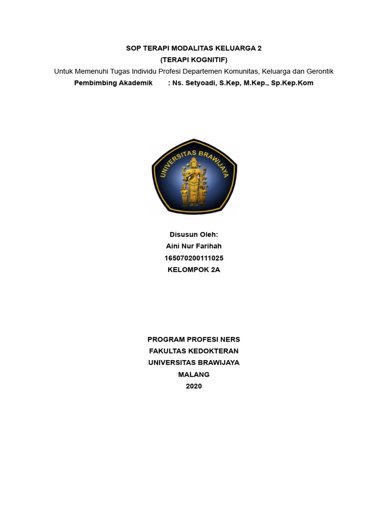 SOP Terapi Kognitif untuk Ners | PDF