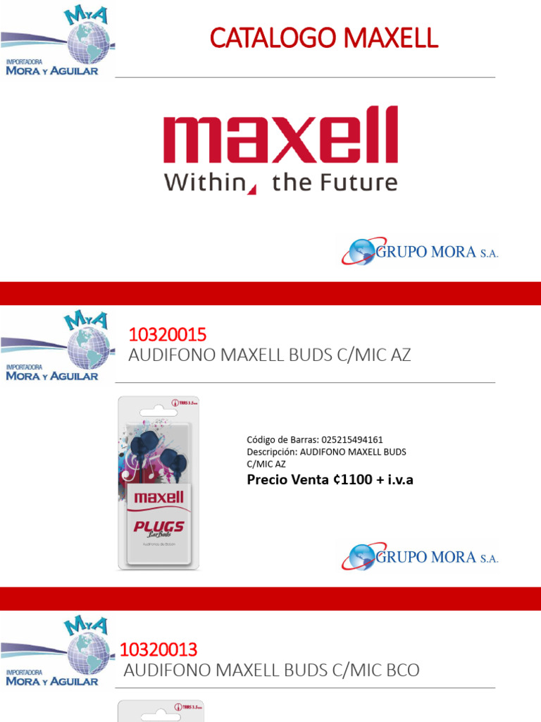 Catálogo de Productos Maxell | PDF | Cambio tecnológico | De entrada y ...
