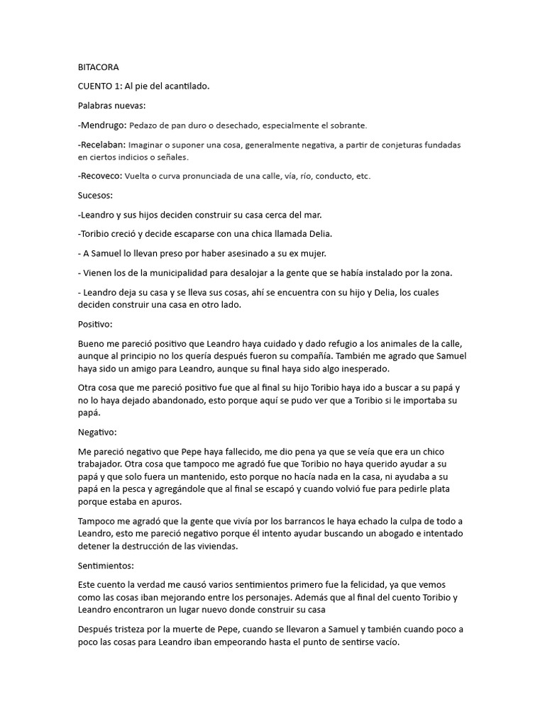 BITACORA CUENTOS | PDF