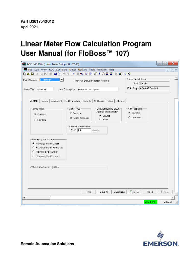 Linear Meter Flow Calculation Program User Manual For Floboss 107 en 132410 | PDF | Pressure ...
