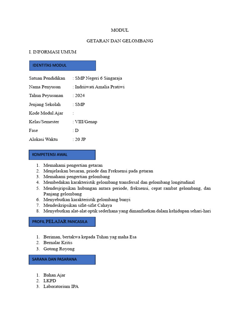 Modul Getaran Dan Gelombang | PDF