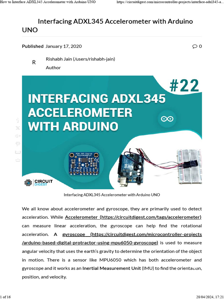 How To Interface ADXL345 Accelerometer With Arduino UNO | PDF | Accelerometer | Arduino