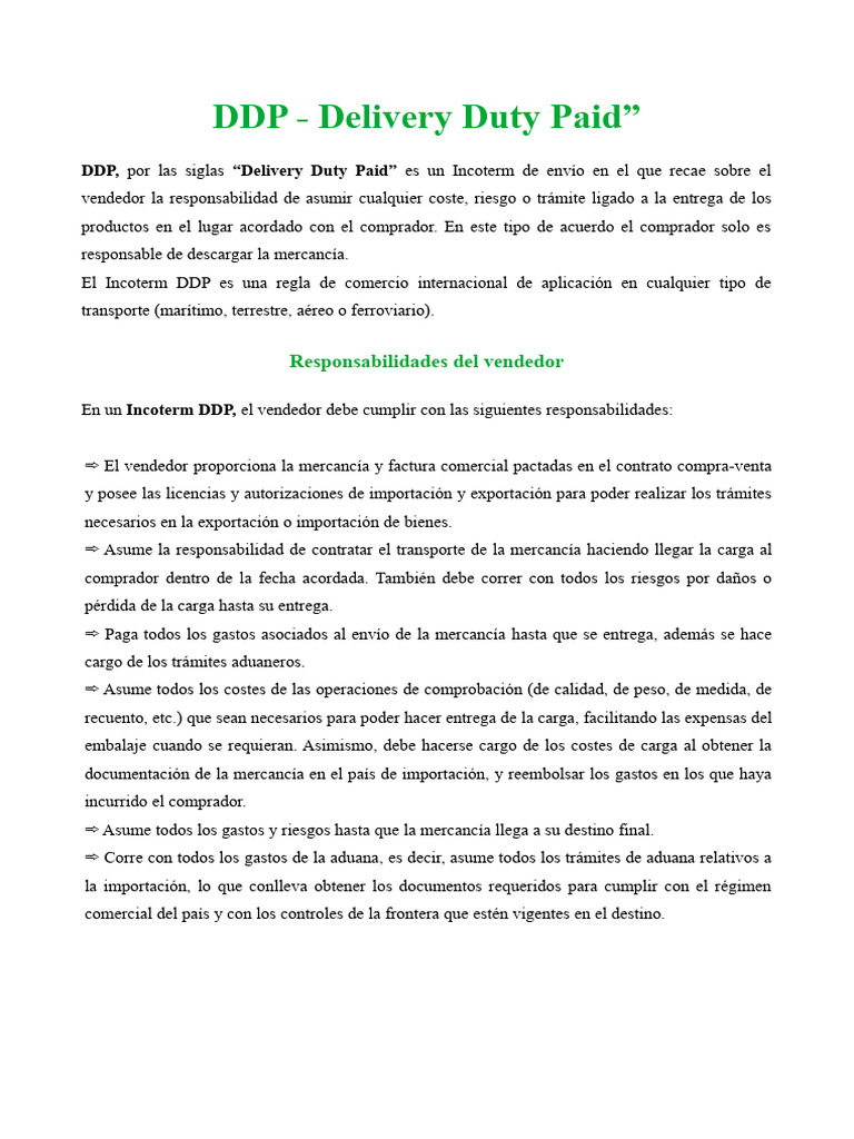 Ddp. Incoterms | Descargar gratis PDF | Economias | Business