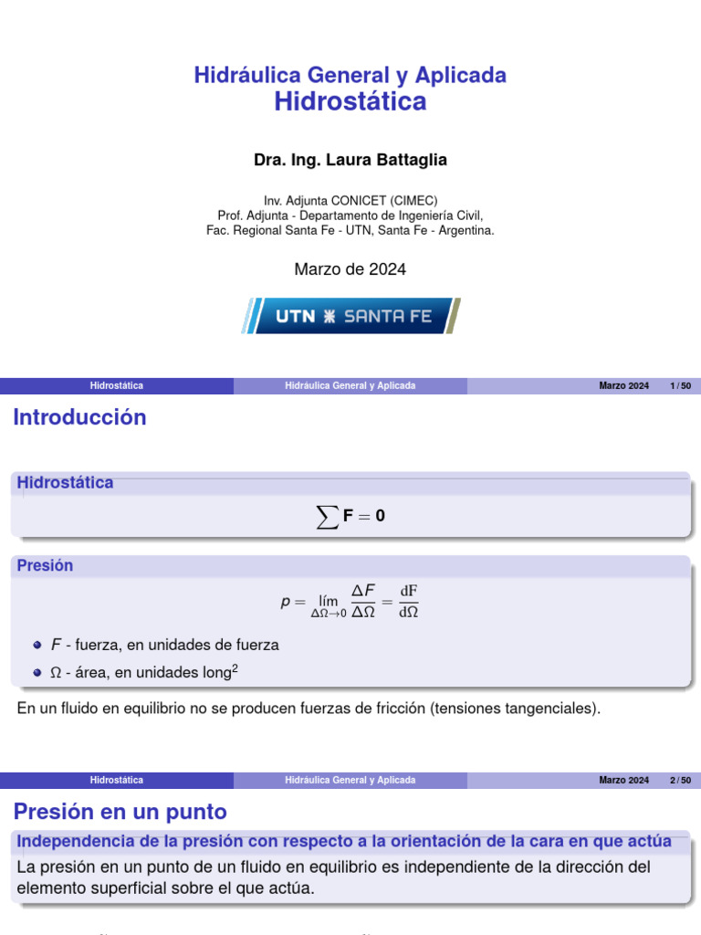 UT2 Hidrostatica C2 Empujes | PDF | Presión | Pascal (Unidad)