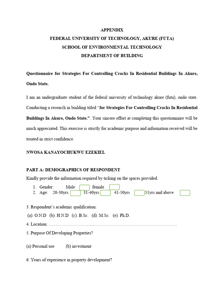 Project Questionnaire Sample | PDF