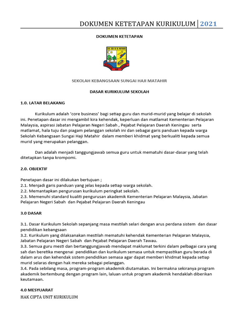 Ketetapan Kurikulum | PDF