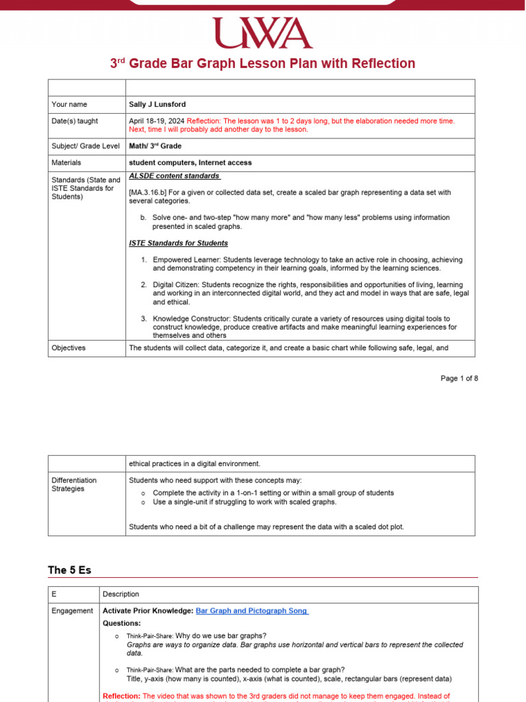 3rd Grade Bar Graph Lesson Plan | PDF | Rubric (Academic) | Learning