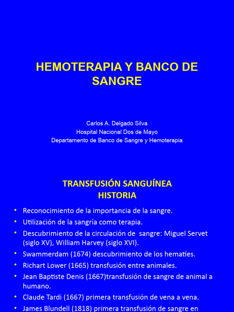 Clase Banco de Sangre | PDF | Transfusión de sangre | Sangre