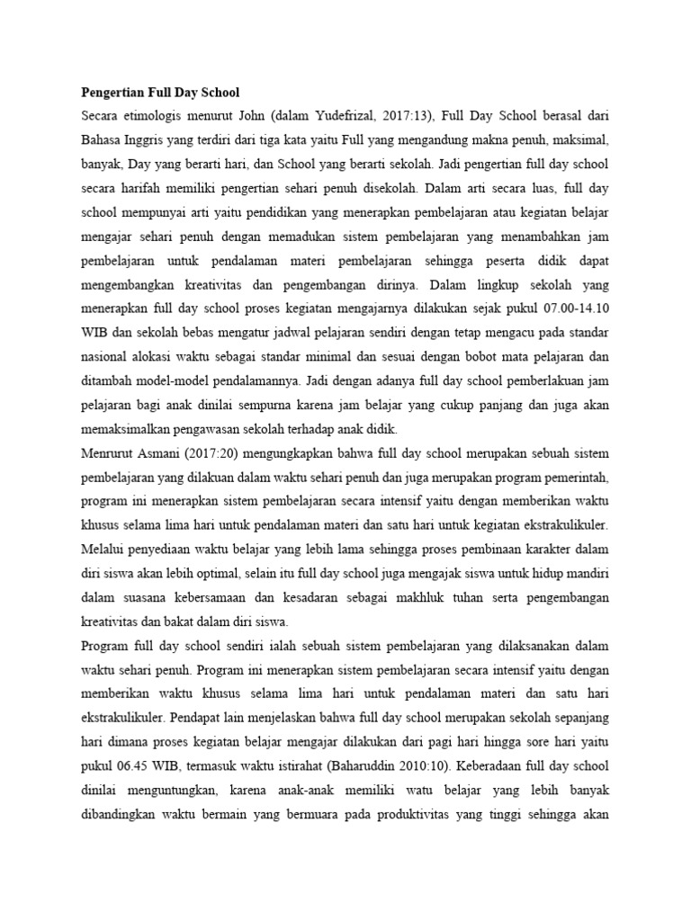 Pengertian dan Tujuan Full Day School | PDF