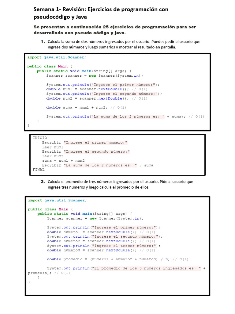 Semana 1 Estructura de Datos y Algoritmos | Descargar gratis PDF | Java (lenguaje de ...