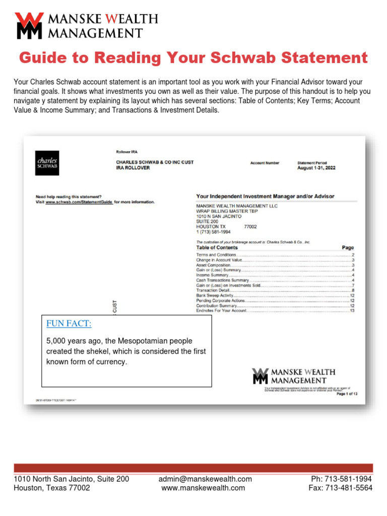 Understanding Your Schwab Statement | PDF | Dividend | Investing