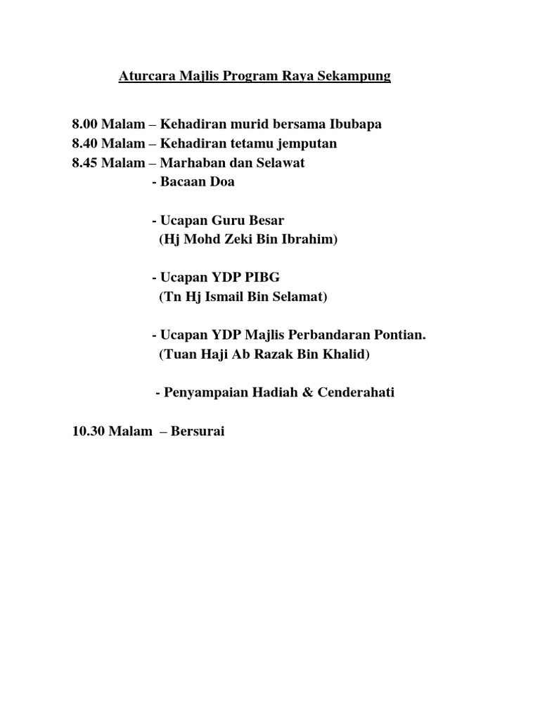 Aturcara Majlis | PDF