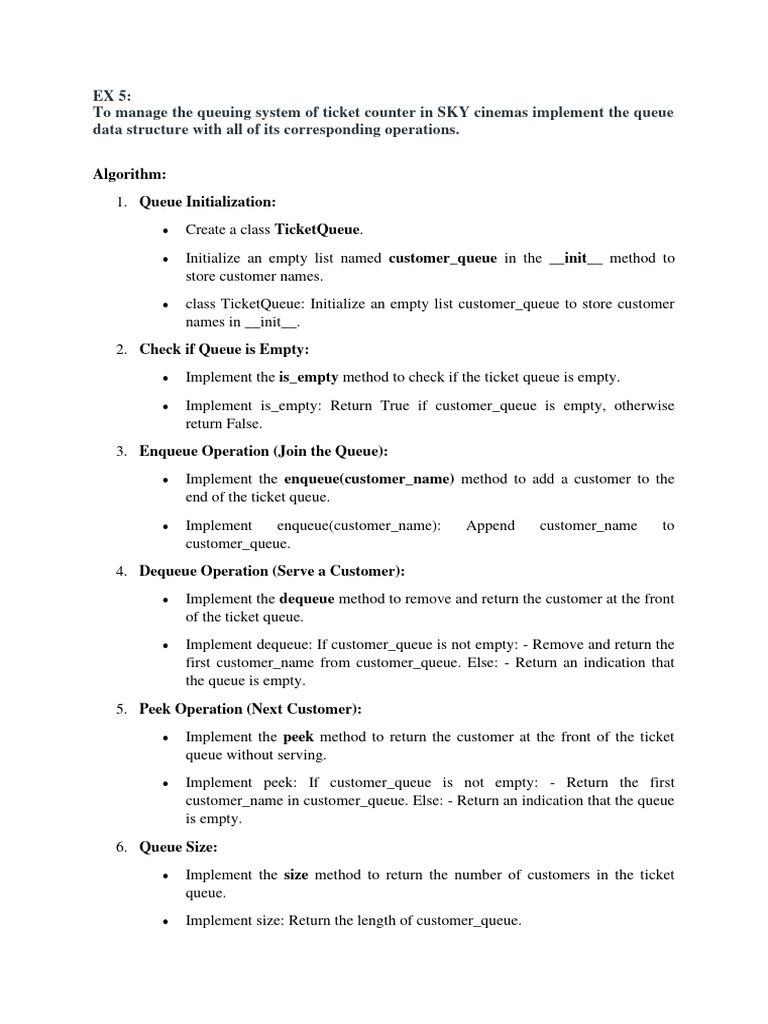 Ex 5 | PDF | Queue (Abstract Data Type) | Algorithms And Data Structures