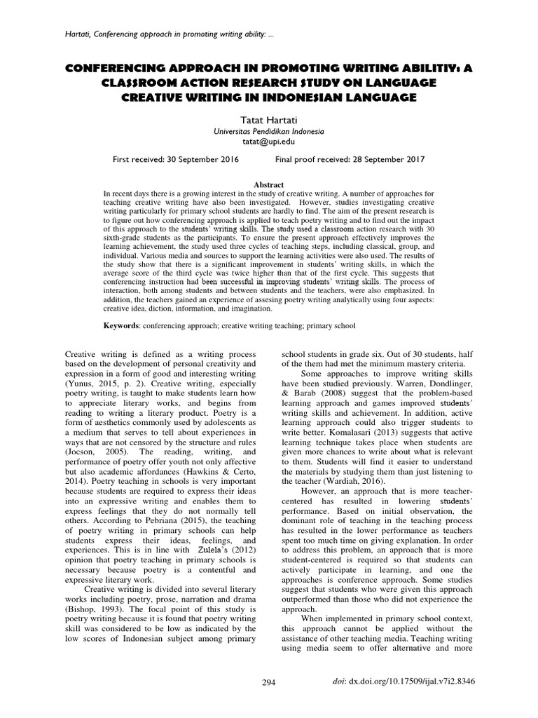 Conferencing Approach in Promoting Writing Abilitiy A Classroom Action Research Study On ...