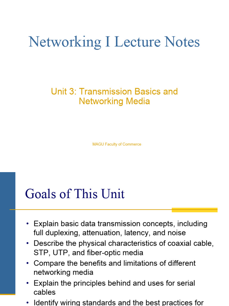 Networking Unit 3 | PDF | Duplex (Telecommunications) | Transmission Medium