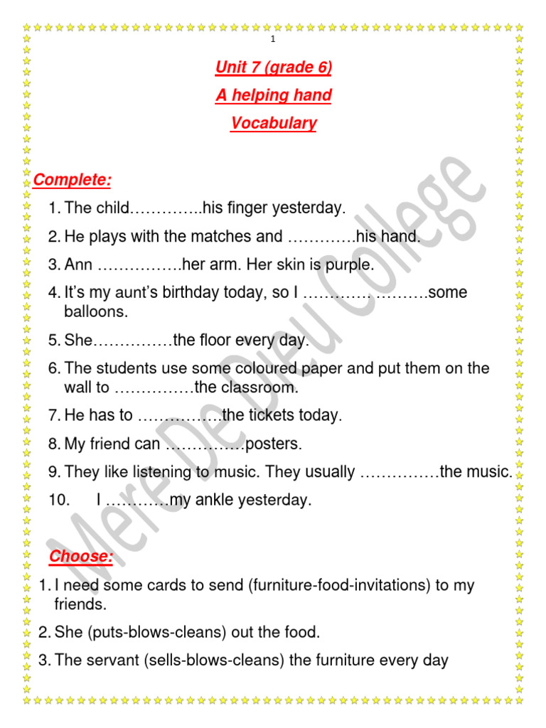 Unit 7 Vocabulary With Answers | PDF | Home & Garden