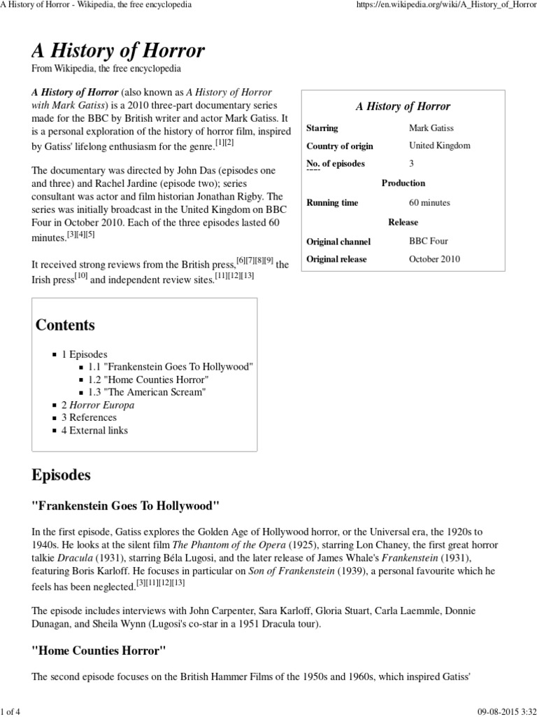 A History of Horror - Wikipedia, The Free Encyclopedia | PDF