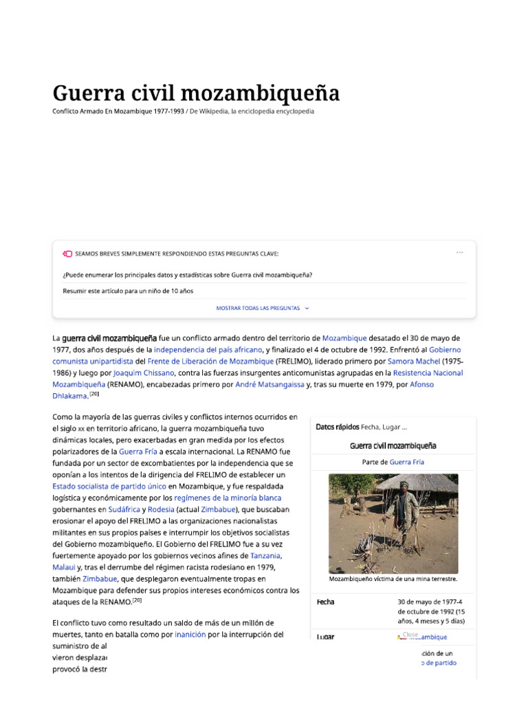 Guerra Civil de Mozambique | PDF