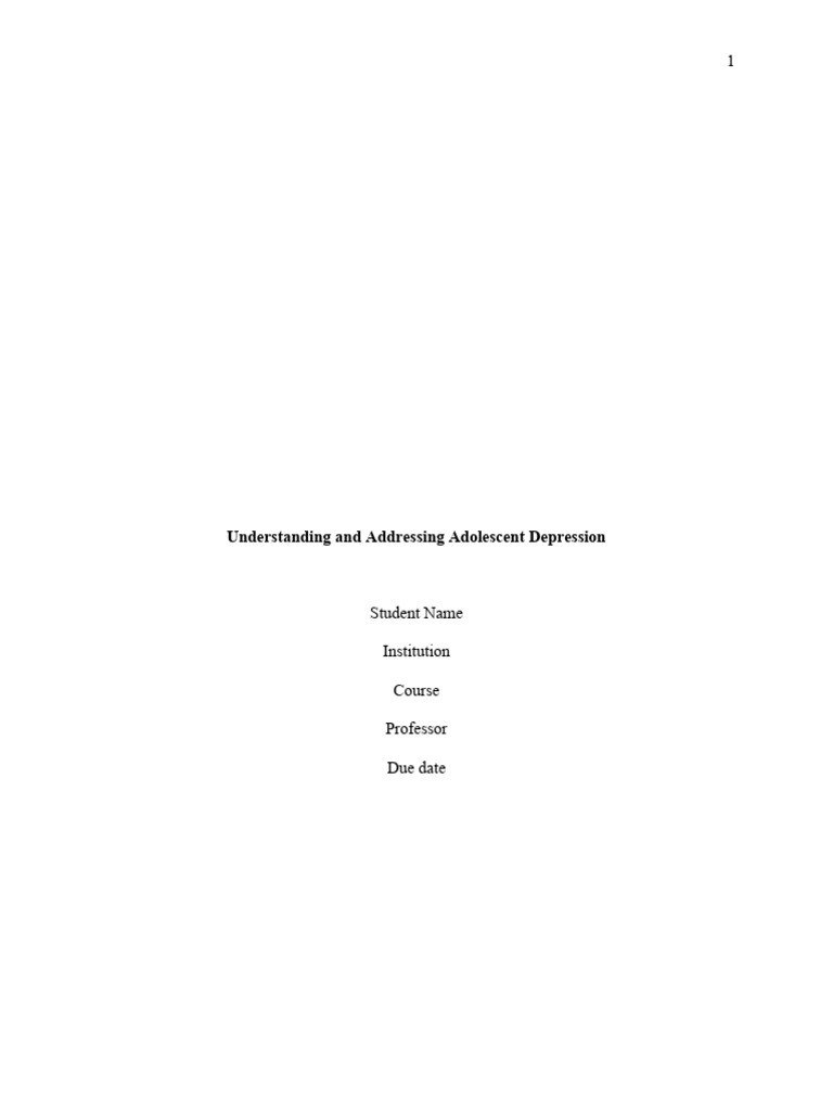 Adolescent Depression: Assessment & Management | PDF | Major Depressive ...