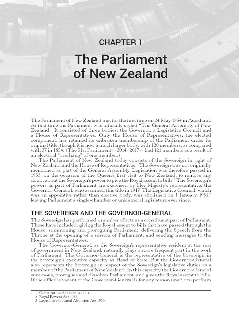 Overview of New Zealand's Parliament | PDF | Heads Of State | Parliament