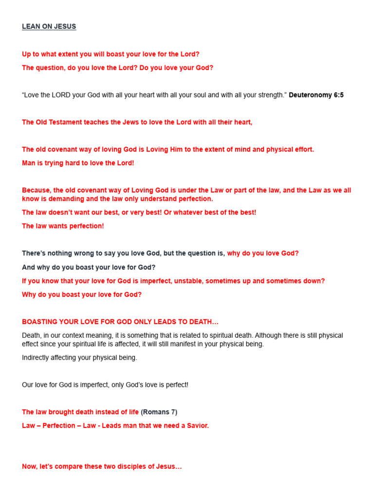 Lean On Jesus | PDF | Jesus | John The Apostle