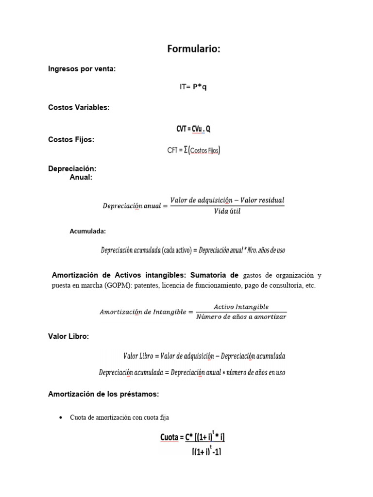 Formulario Tema 3 (A) | Descargar gratis PDF | Activo fijo | Depreciación