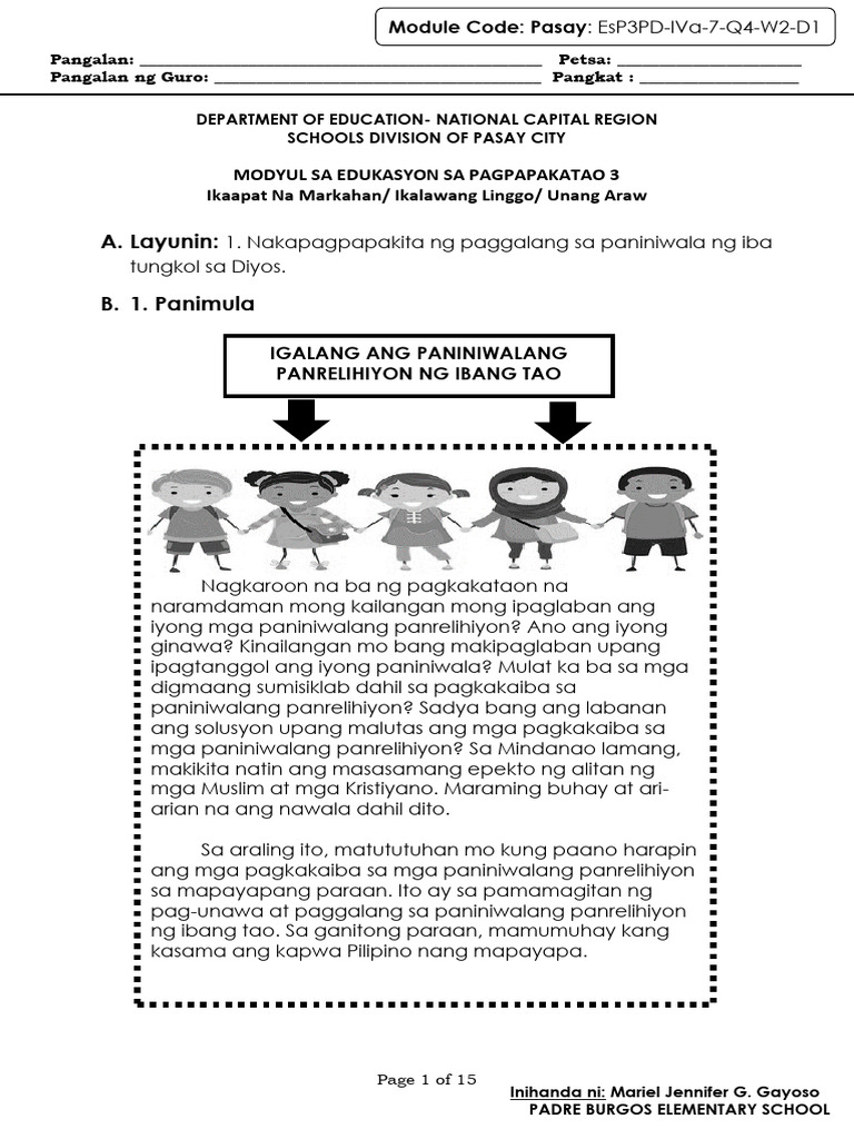 A. Layunin: B. 1. Panimula: Page 1 of 15 | PDF