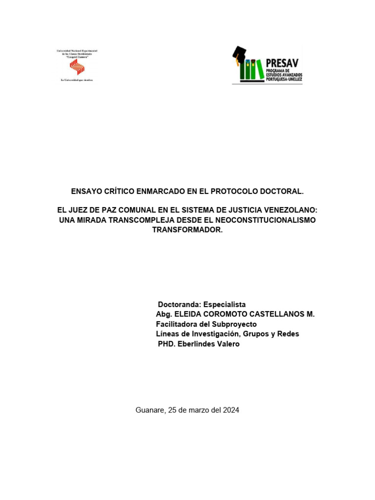 Jueces de Paz en la Justicia Venezolana | PDF | Jurisdicción | Juez