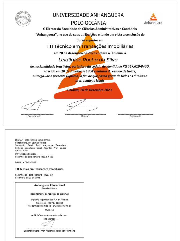 Diploma de TTI - Universidade Anhanguera | PDF