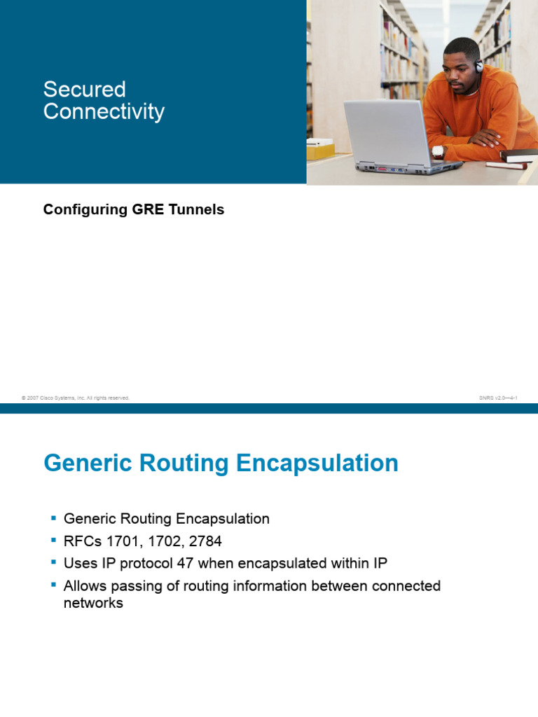 SECS04L05 - Configuring GRE Tunnels | PDF | Internet Protocols | Router (Computing)