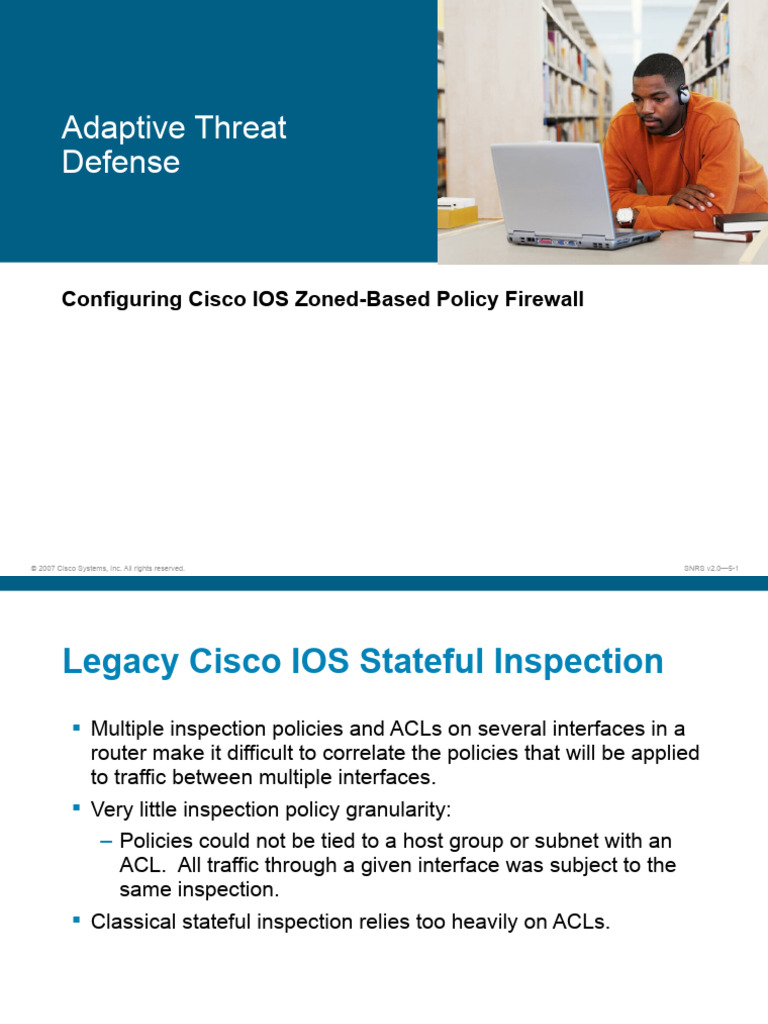 SECS05L03 - Configuring Cisco IOS Zoned-Based Policy Firewall | PDF | Firewall (Computing) | Osi ...