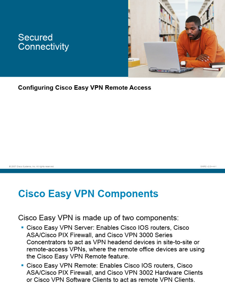 SECS04L08 - Configuring Cisco Easy VPN Remote Access | PDF | Virtual Private Network | Ip Address