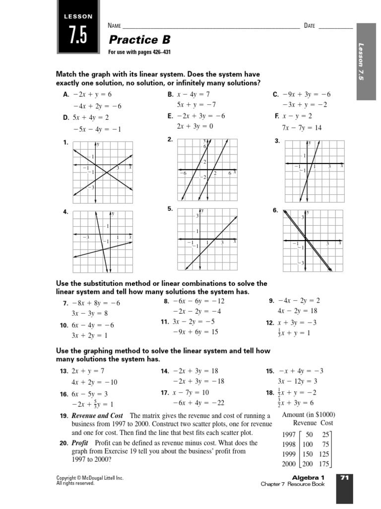7.5 Practice B | PDF | System Of Linear Equations | Combinatorics