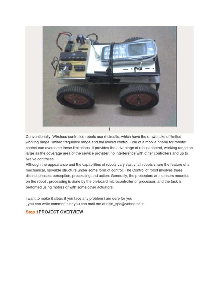 Mobile Phone Controlled Robot Using DTMF Signaling | PDF | Electronics ...