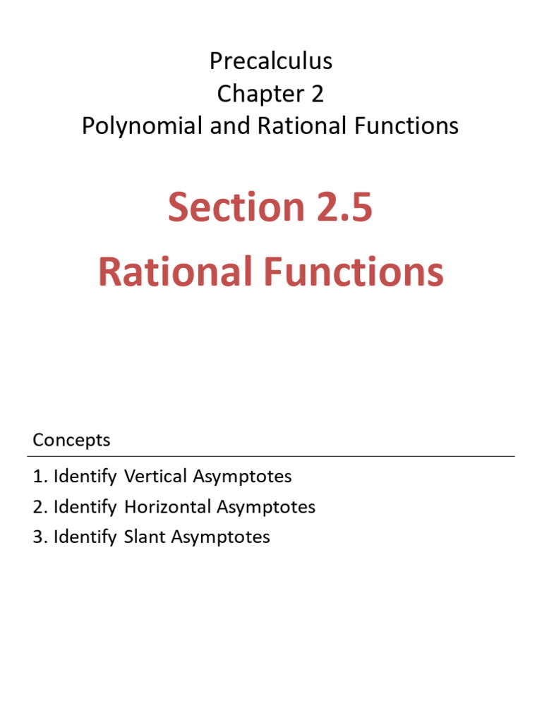 2-5 Rational Functions | Download Free PDF | Asymptote | Mathematical Analysis