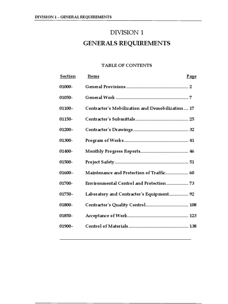 Div-01 General Specification A1 | PDF | General Contractor ...