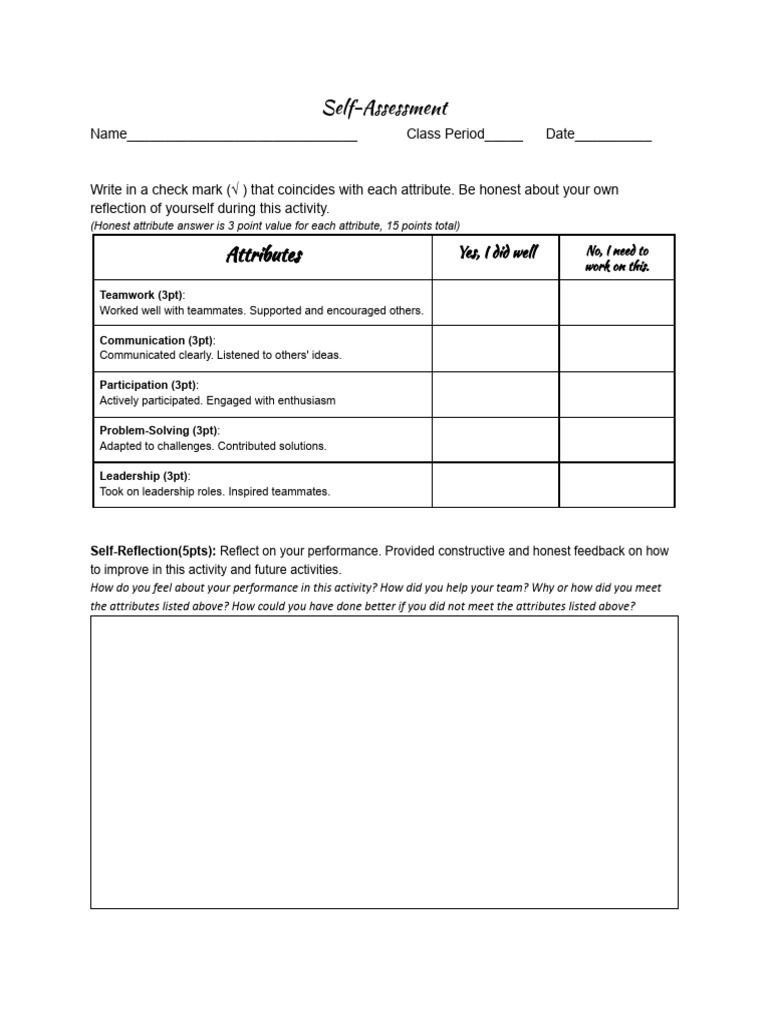 self assessment | PDF
