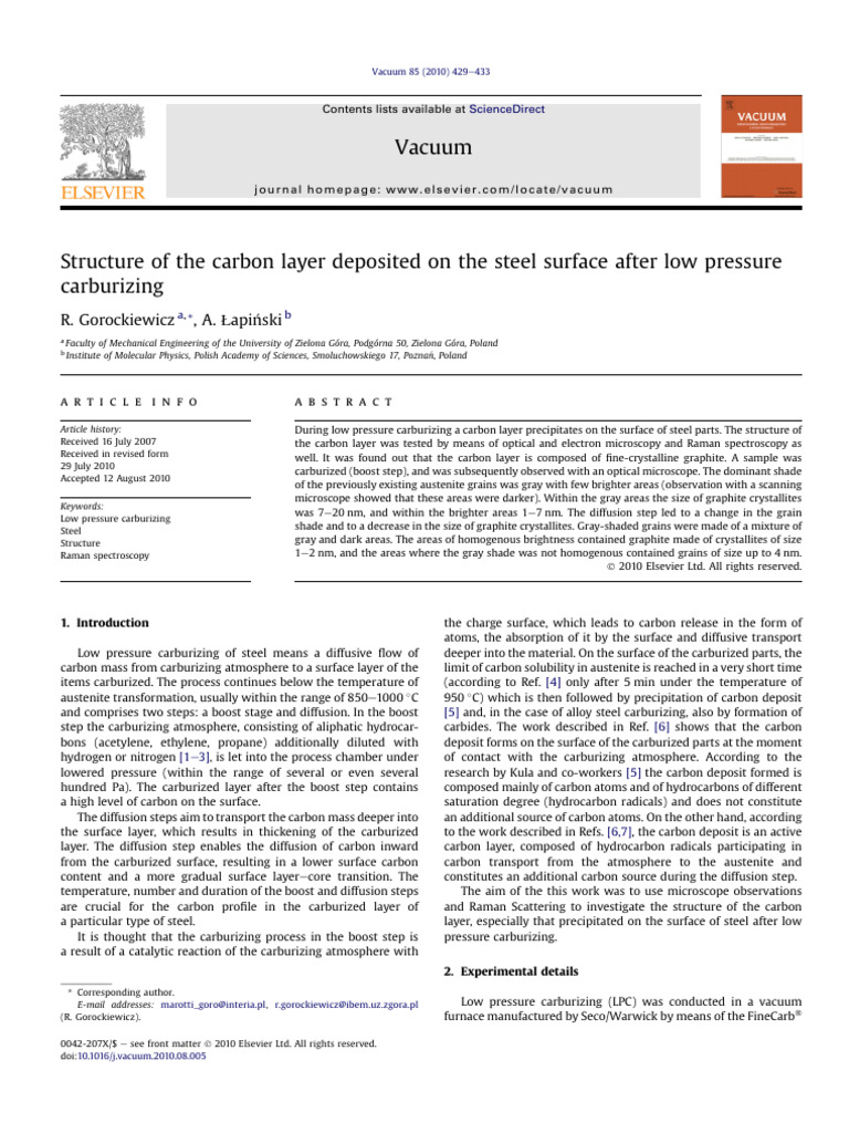 Structure of The Carbon Layer Deposited On The Steel Surface After Low ...