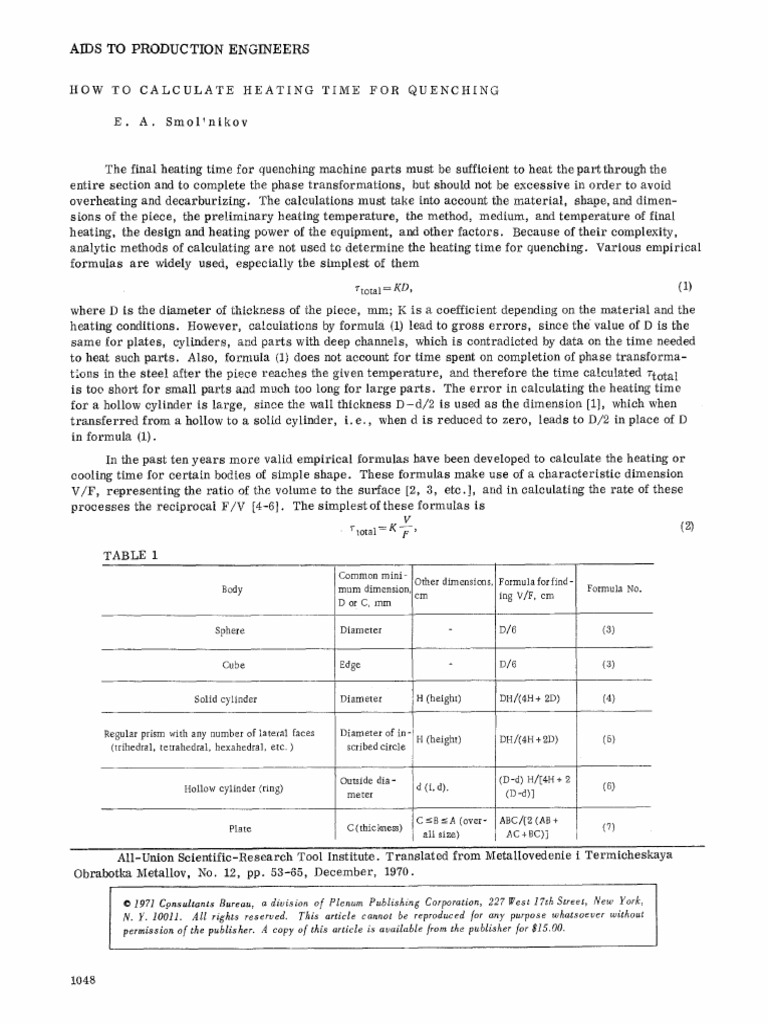 How To Calculate Heating Time For Quenching | PDF | Dimension | Geometry