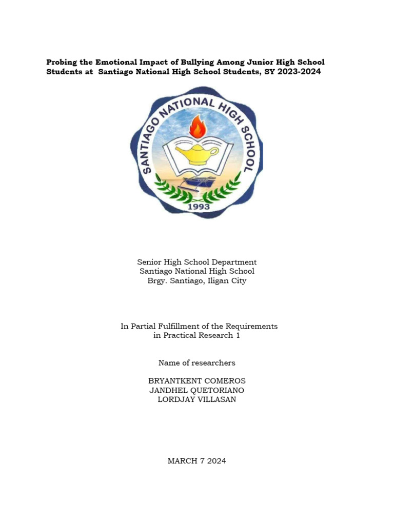 Probing The Emotional Impact of Bullying Among Junior High School ...