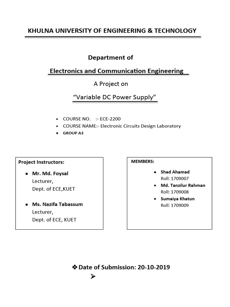 Power Supply Project | PDF | Rectifier | Power Supply