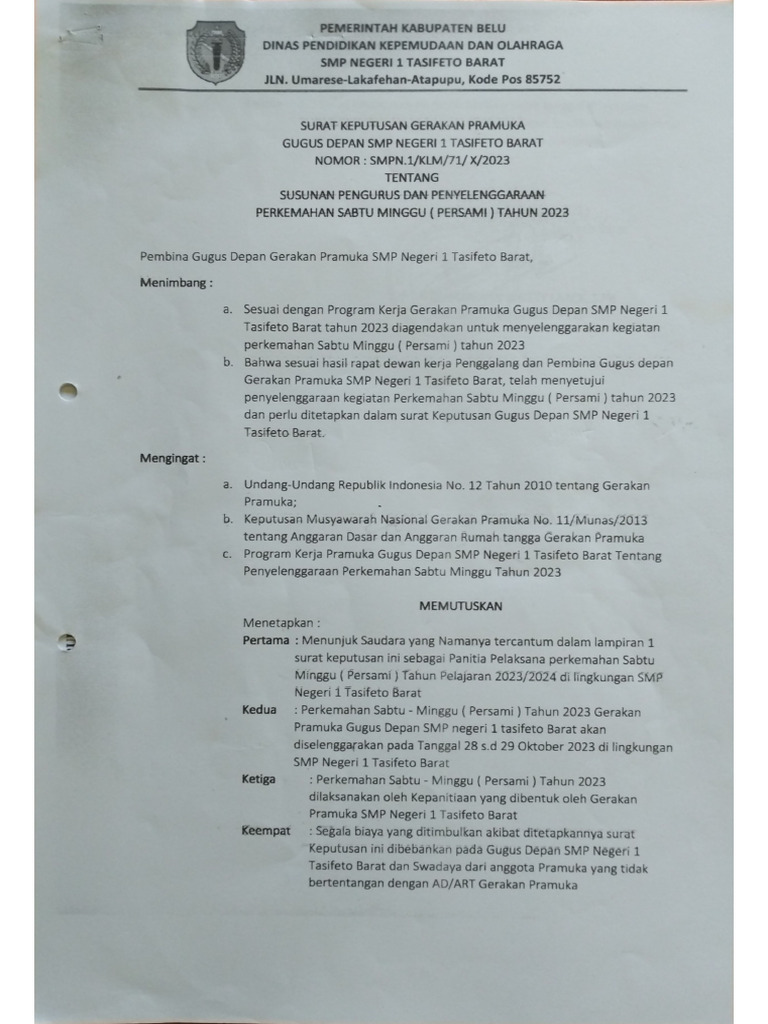 SK Panitia Pramuka | PDF