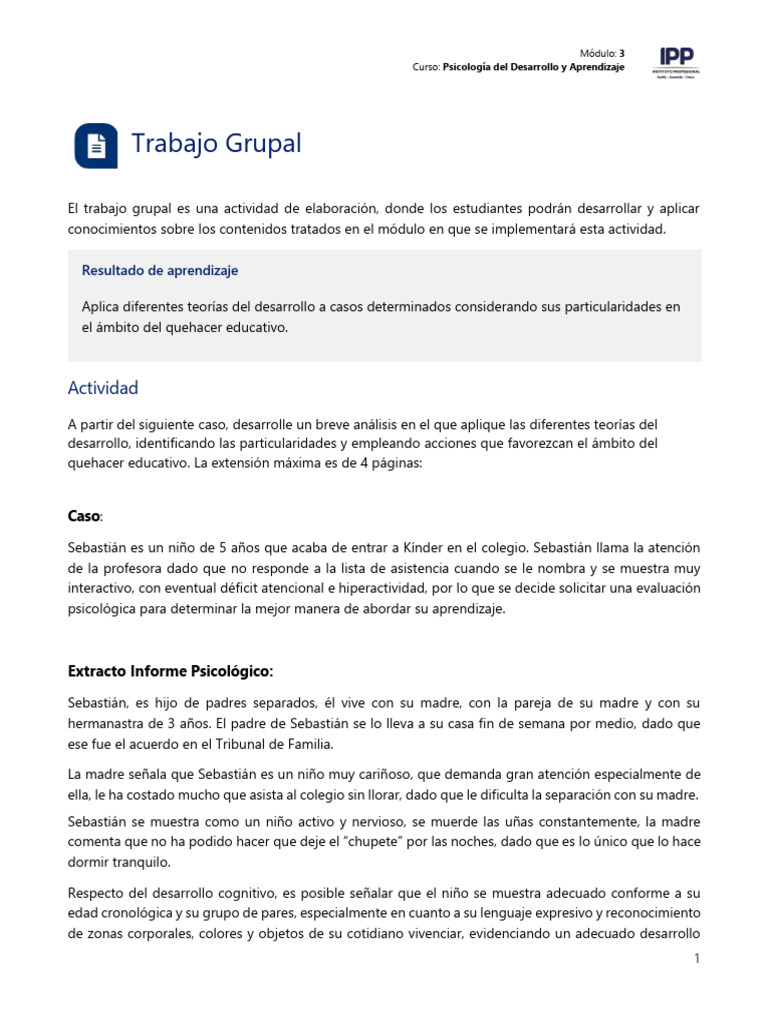 TG-M3 Psicología Del Desarrollo y Aprendizaje - 1 | PDF | Aprendizaje | Sicología