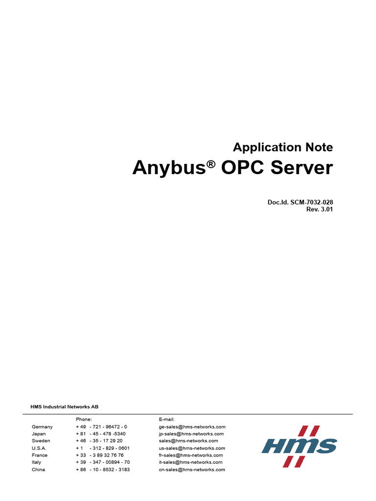Application Note Anybus OPC Server 3 01 | Download Free PDF | Computer Network | Computer Networking