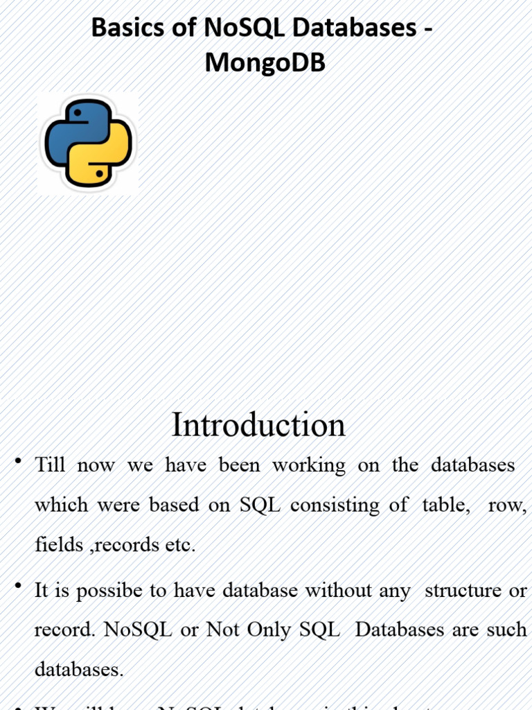 Basics of NoSQL, Mongo DB | PDF | No Sql | Databases