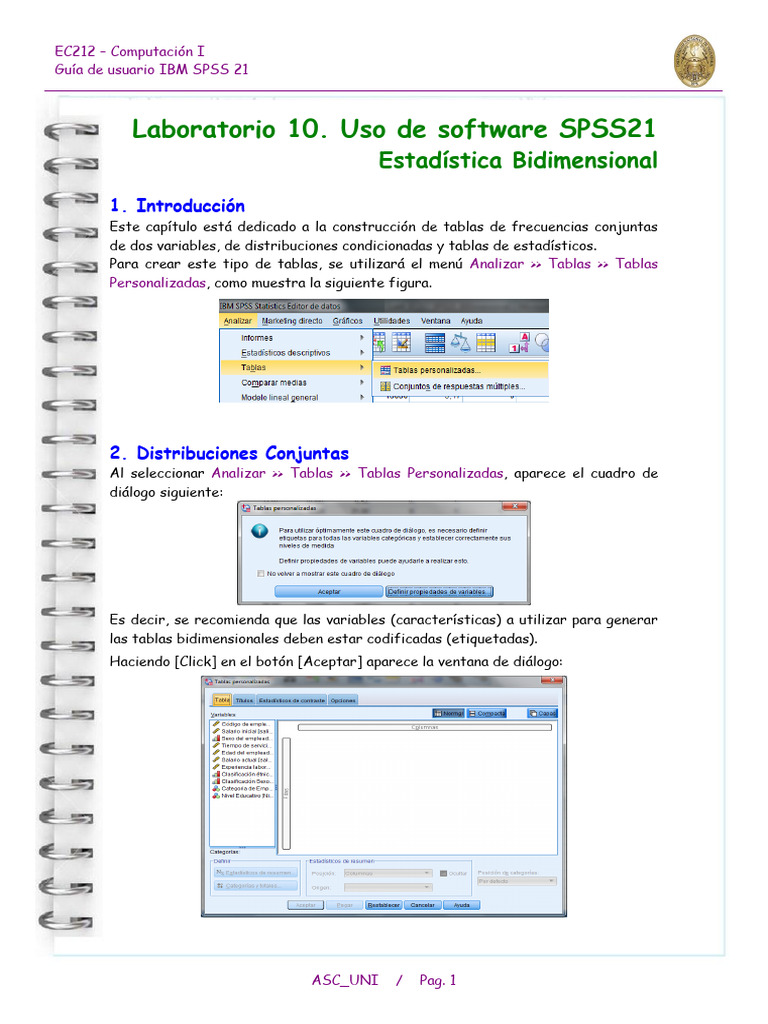 Lab10 EC212 SPSS21 BiDimensional | PDF | Spss | Informática